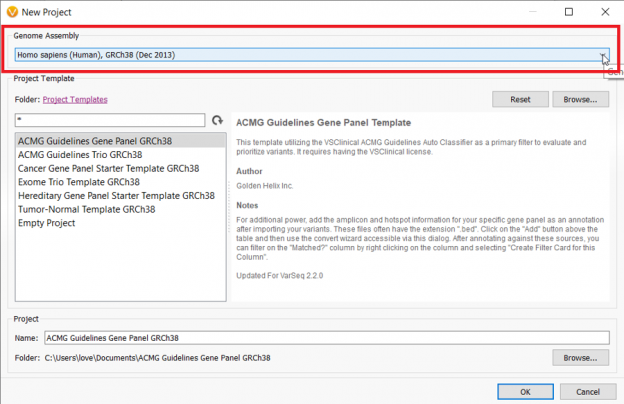 GRCh38 VarSeq Project Template Updates