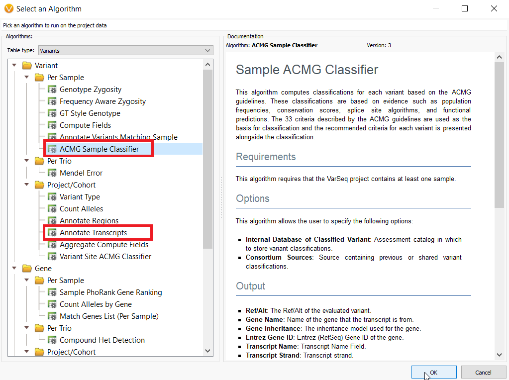 Preferred Transcripts for Clinical Interpretation in VSClinical