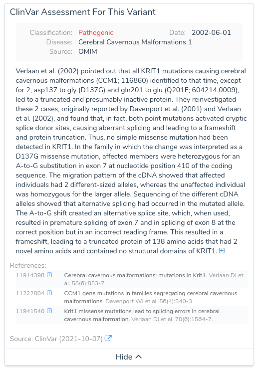 VSClinical: Reviewing Clinical Studies for Novel Splice Variants