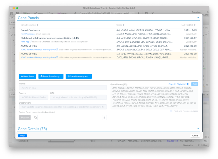 VarSeq & VSClinical: Using ACMG Secondary Findings v3.0 List